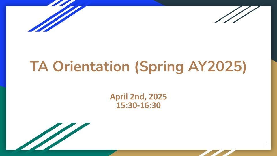 AY 2025 Spring TA Orientation (April 2, 2025) | CTL English